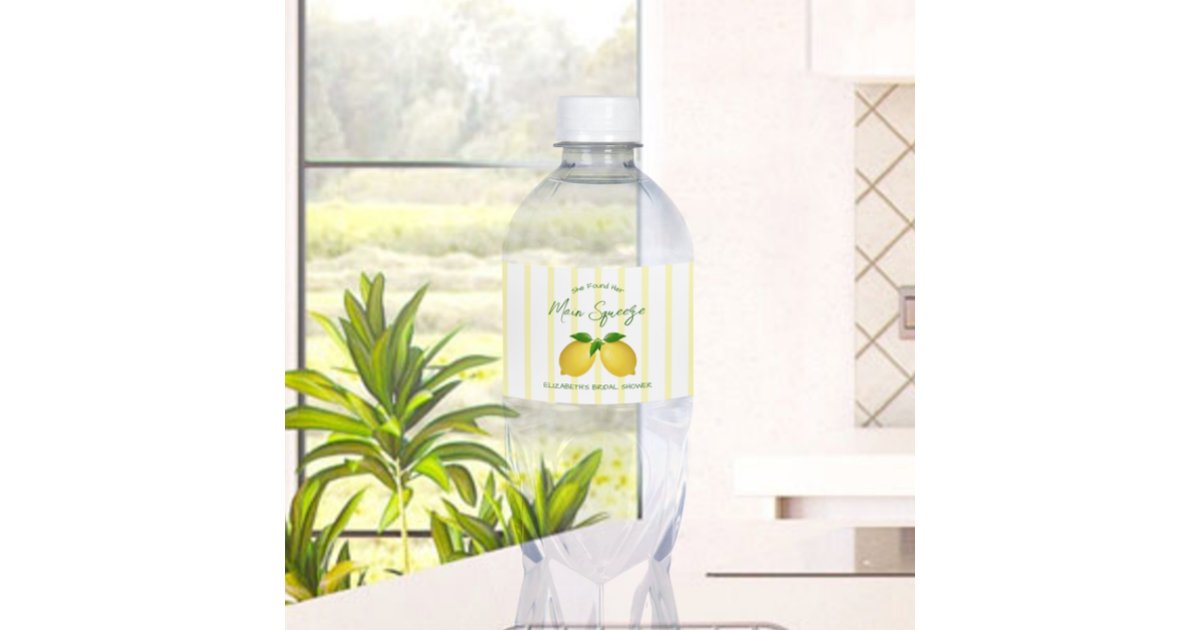 Main Squeeze Lemon Bridal Shower Water Bottle Label | Zazzle