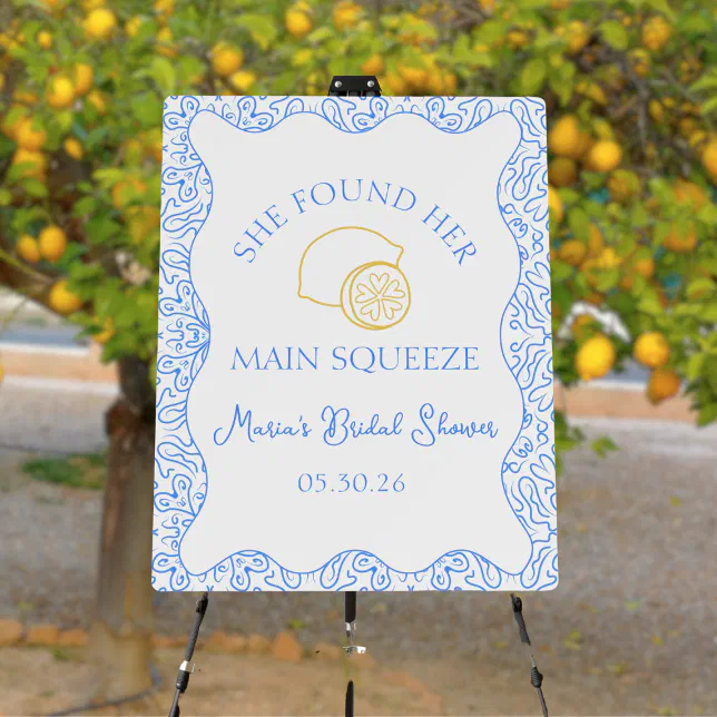 Main Squeeze Lemon Chic Bridal Shower Welcome Sign | Zazzle