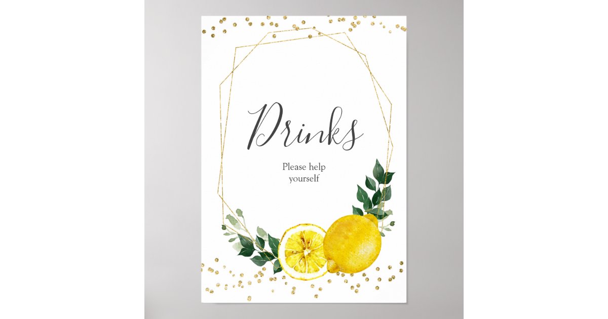 Main squeeze lemon Drinks Sign Poster | Zazzle
