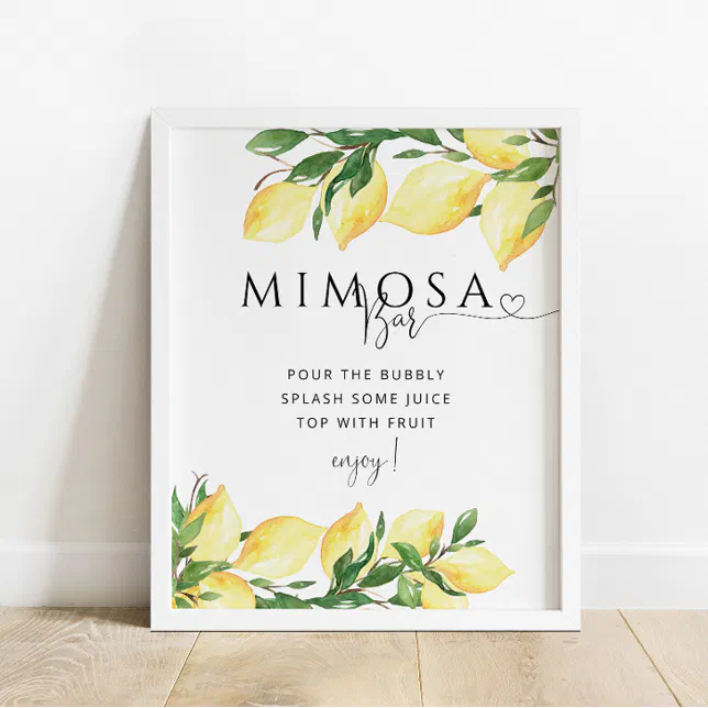 Main Squeeze Lemon Mimosa Bar Drink Sign | Zazzle