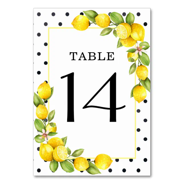 Main Squeeze Lemon Table Number | Zazzle