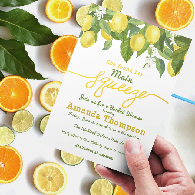 Main Squeeze Lemon Theme Wedding Bridal Shower Invitation | Zazzle