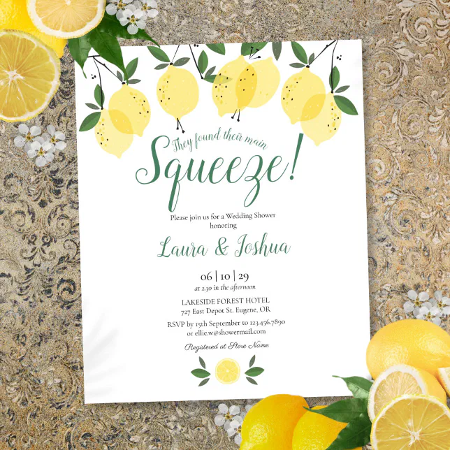 Main Squeeze Lemon Wedding Shower Budget Invite | Zazzle