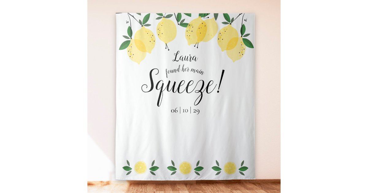 Main Squeeze Lemons Bridal Shower Photo Backdrop | Zazzle