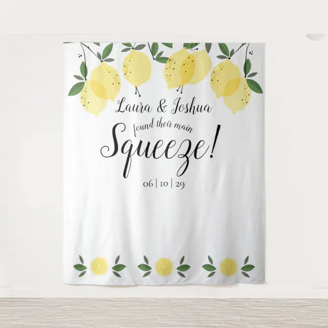 Main Squeeze Lemons Wedding Shower Photo Backdrop | Zazzle