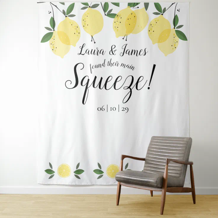 Main Squeeze Lemons Wedding Shower Photo Backdrop | Zazzle