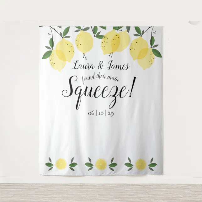 Main Squeeze Lemons Wedding Shower Photo Backdrop | Zazzle