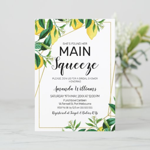Main squeeze line art bridal shower invitation | Zazzle