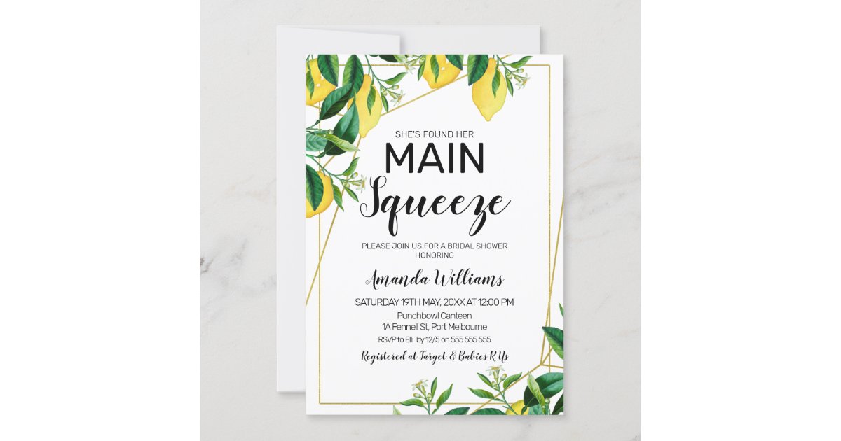 Main squeeze line art bridal shower invitation | Zazzle