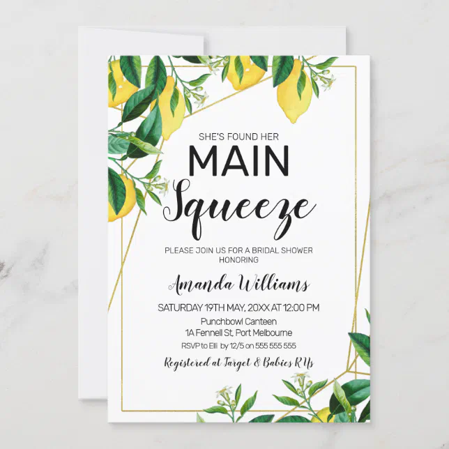 Main squeeze line art bridal shower invitation | Zazzle