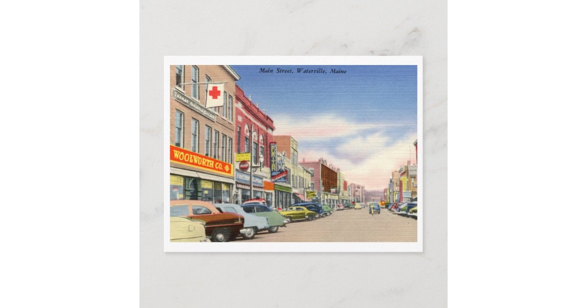 Main St. Waterville, Maine Vintage Postcard | Zazzle