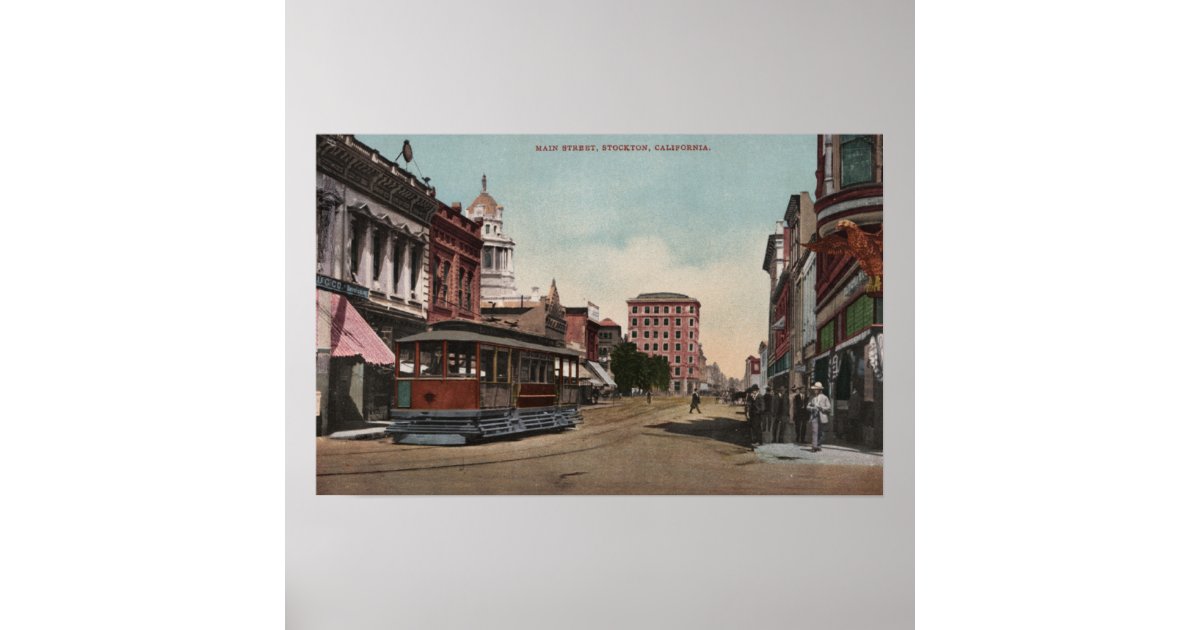 Main Street View with Street Car Poster | Zazzle