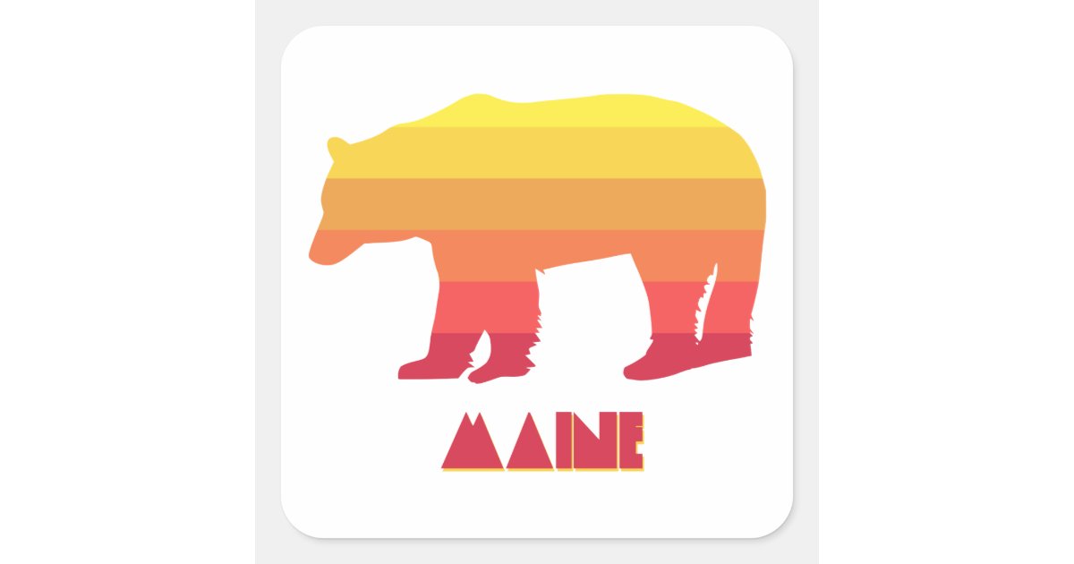 Maine Bear Square Sticker | Zazzle