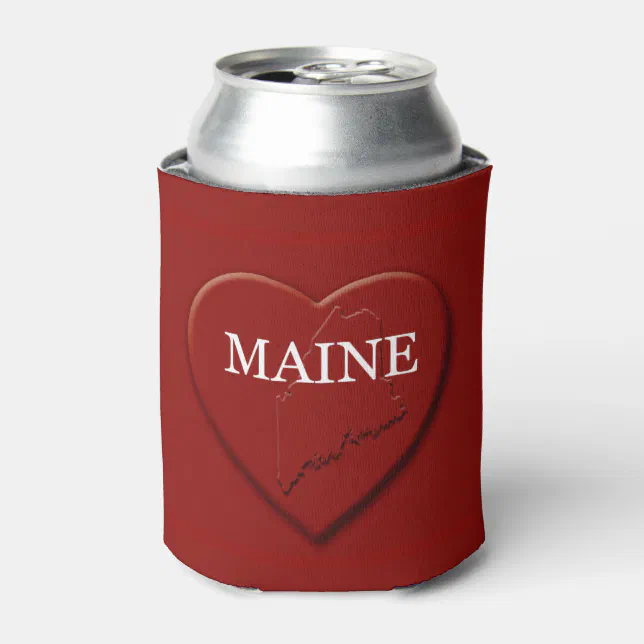 Maine Heart Map Design Can Cooler | Zazzle