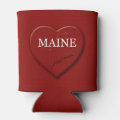Maine Heart Map Design Can Cooler | Zazzle