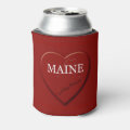 Maine Heart Map Design Can Cooler | Zazzle