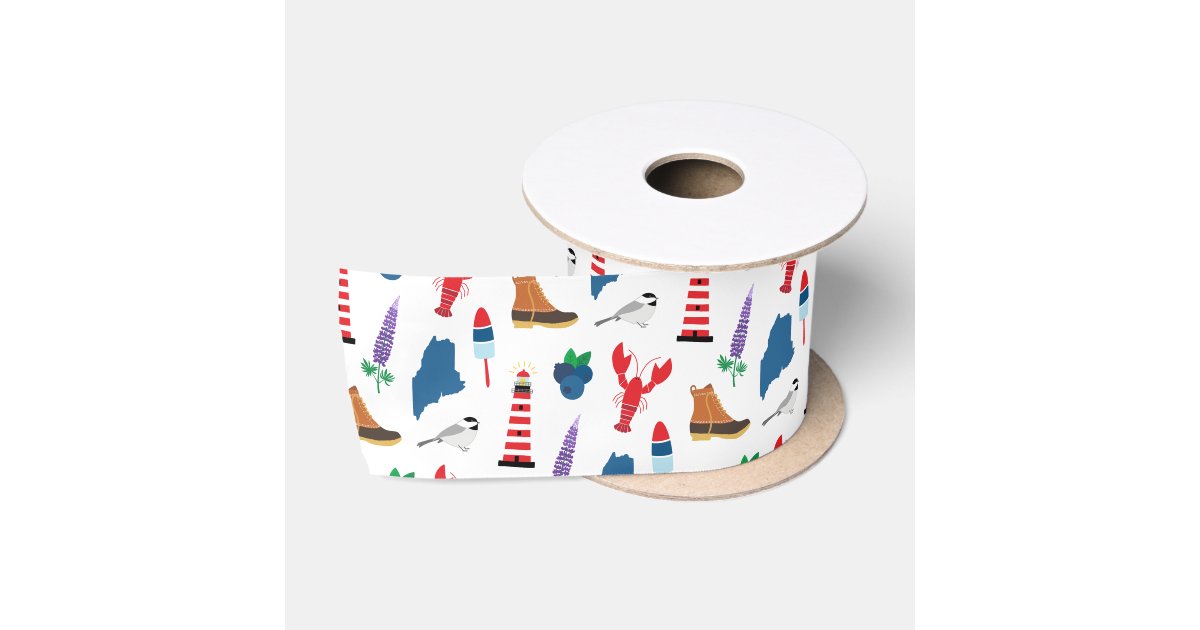 Maine Icons Satin Ribbon | Zazzle