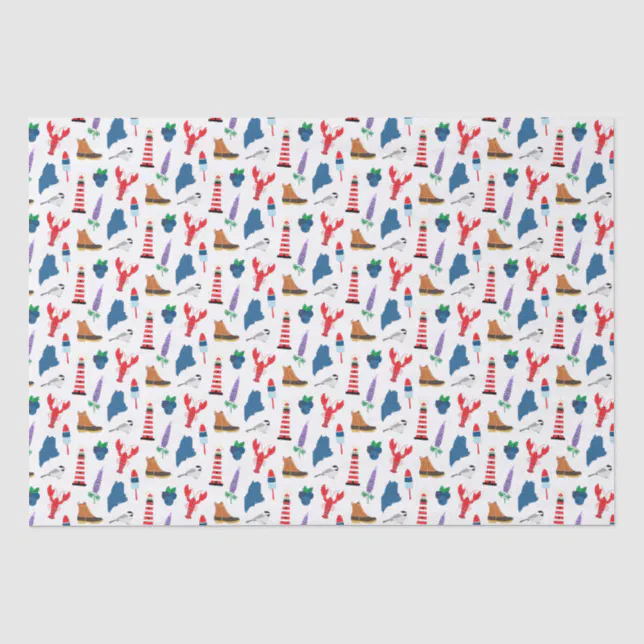 Maine Icons Tissue Paper | Zazzle