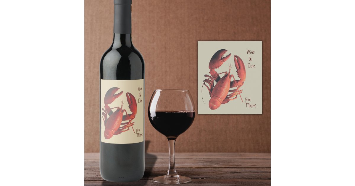 Maine Red Lobster Custom Wine Label | Zazzle