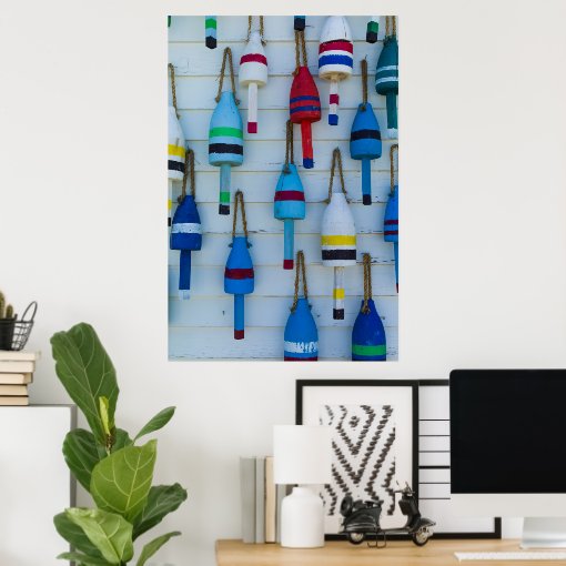 Maine, Stonington, decorative lobster buoys Poster | Zazzle
