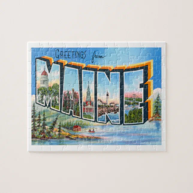 Maine Vintage Travel Jigsaw Puzzle | Zazzle