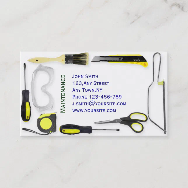 Maintenance Business Card Template | Zazzle