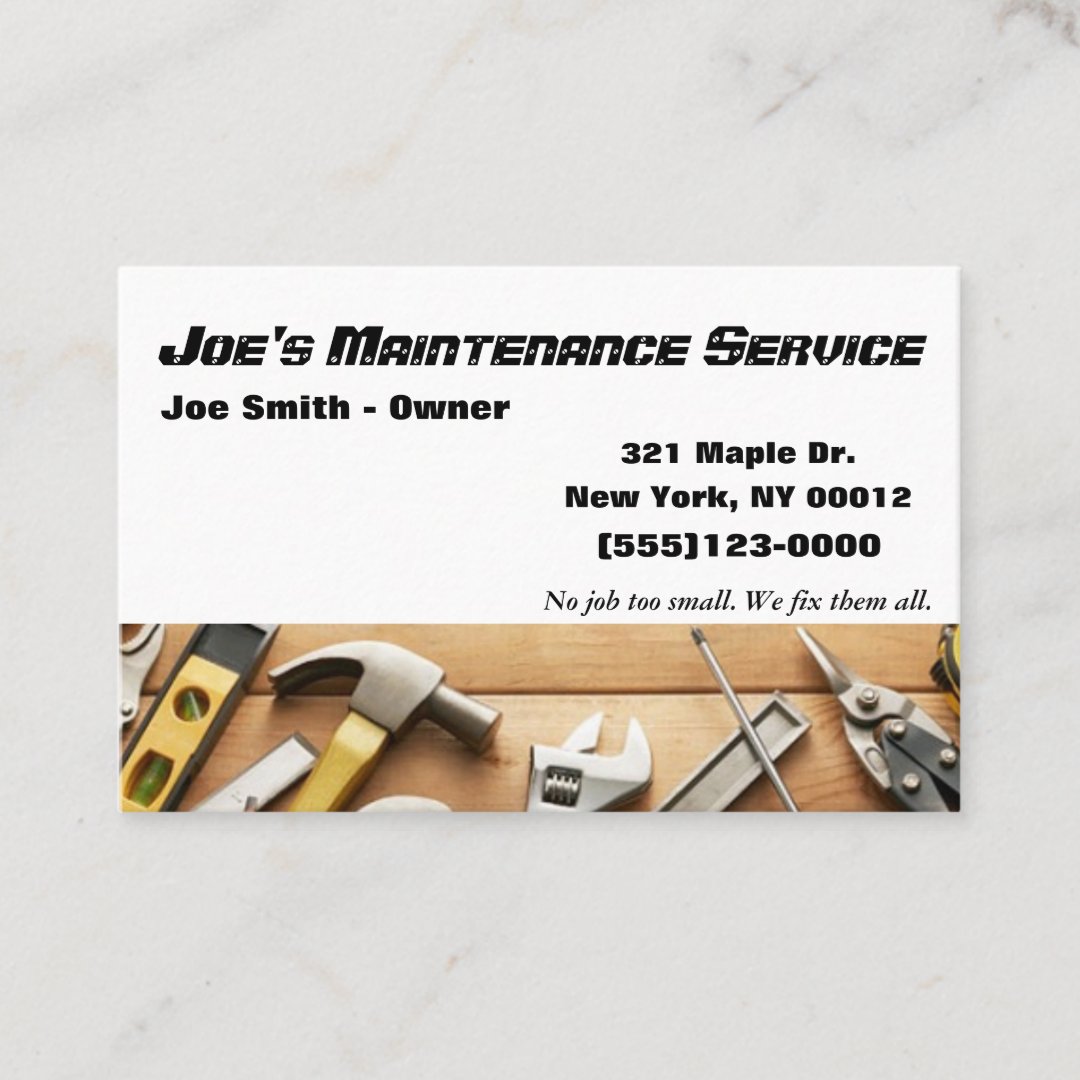 Maintenance Repair Handyman Service Business Card | Zazzle