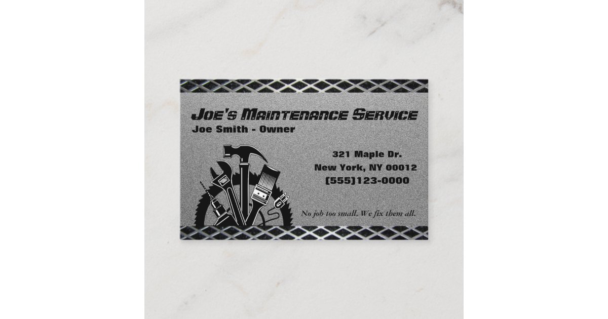 Maintenance Repair Handyman Service Business Card | Zazzle