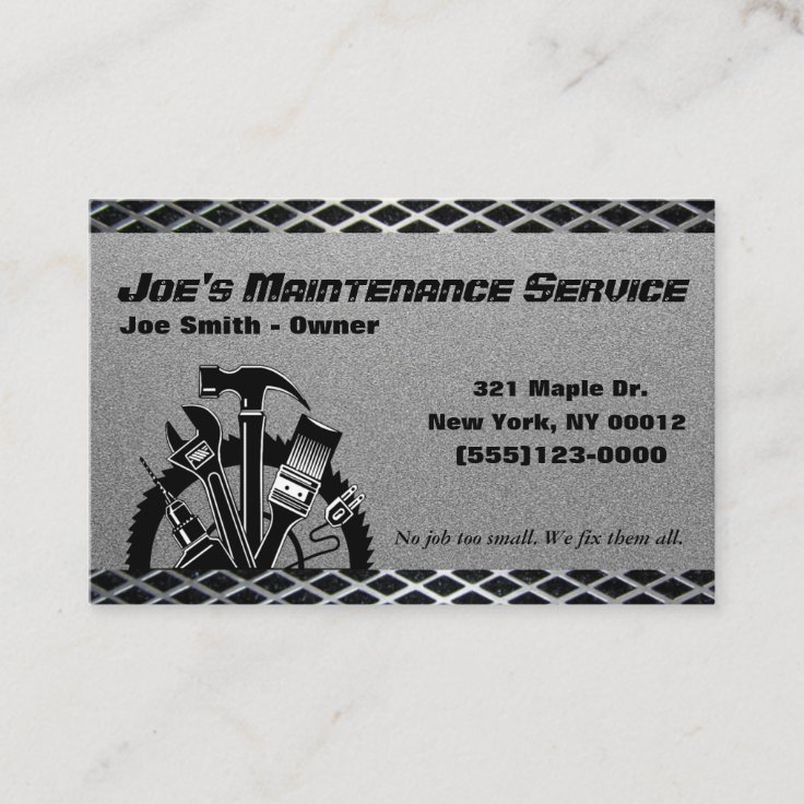 Maintenance Repair Handyman Service Business Card | Zazzle