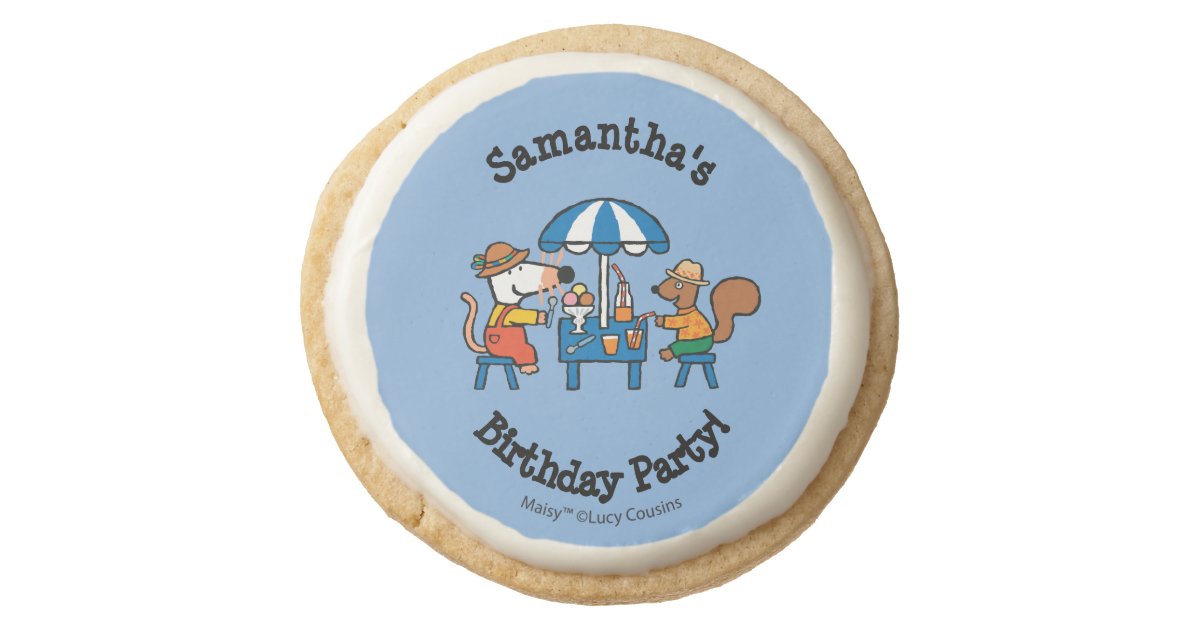 Maisy and Cyril Birthday Round Shortbread Cookie | Zazzle