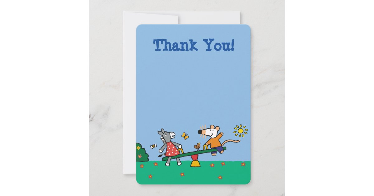Maisy and Dotty Seesaw at the Playground Thank You Card | Zazzle