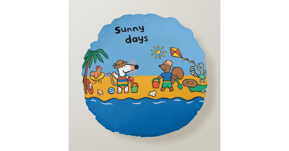 Maisy and Friends at the Beach Round Pillow | Zazzle