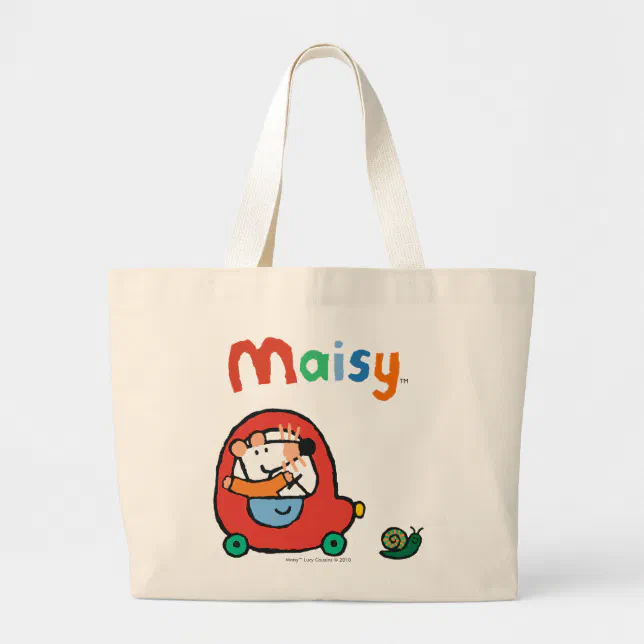 Maisy Drives a Cute Red Car Large Tote Bag | Zazzle