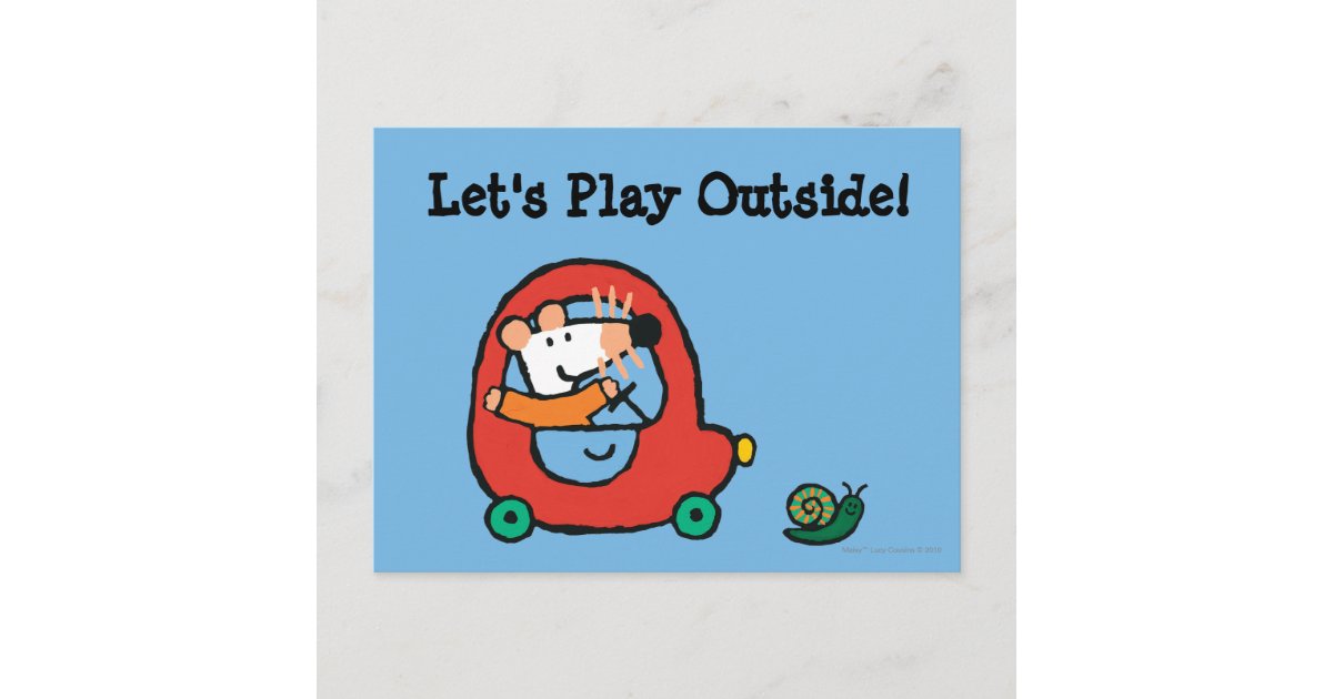Maisy Drives a Cute Red Car Postcard | Zazzle