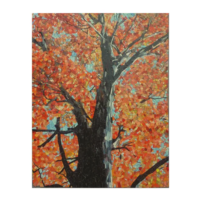 Majestic Autumn Tree Mosaic Design Wood Wall Art | Zazzle
