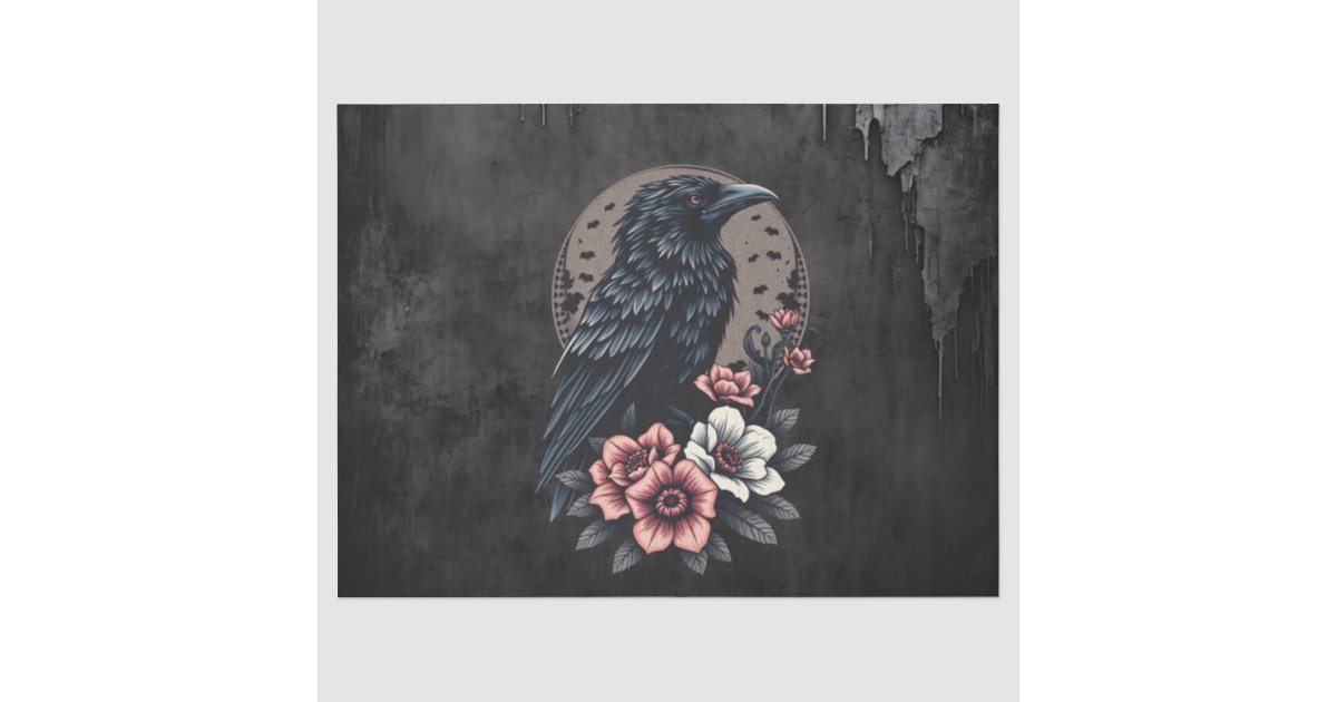 Majestic black raven tissue paper | Zazzle