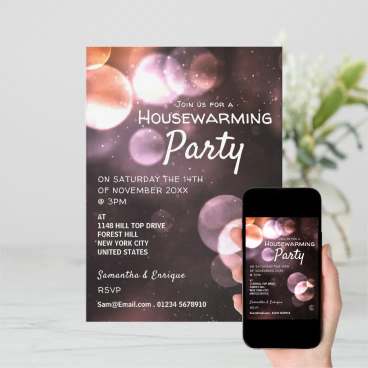 Majestic Bokeh Lights, Housewarming Party Invite | Zazzle
