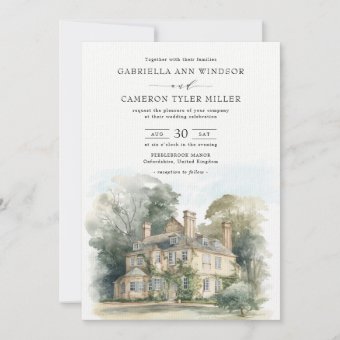 Majestic Chateau English Manor Destination Wedding Invitation | Zazzle