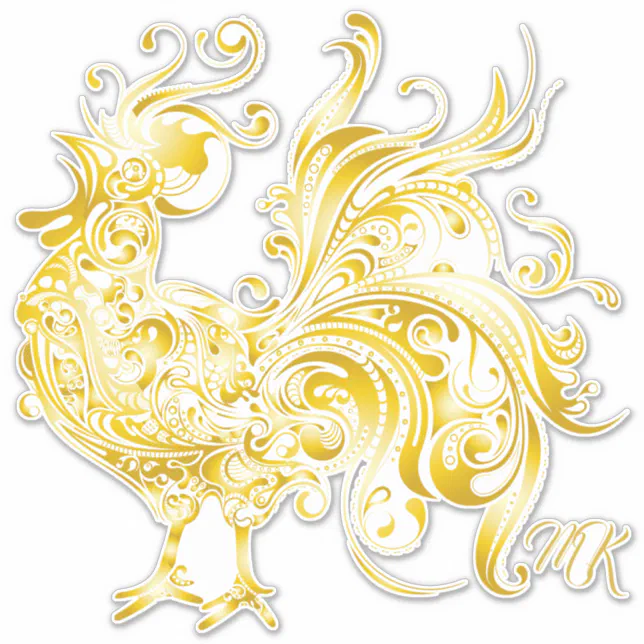Majestic Chicken Golden Rooster Trendy Tribal Gold Sticker | Zazzle