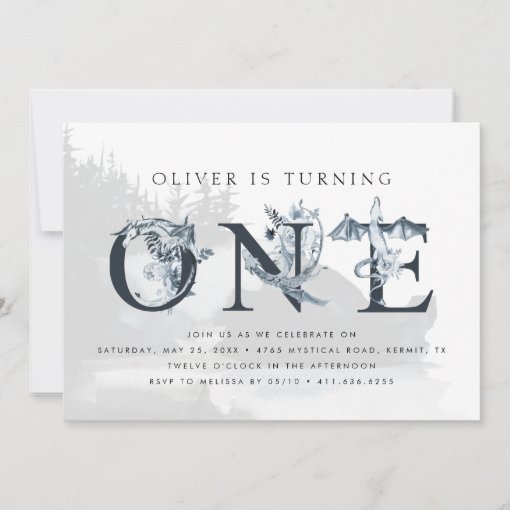 Majestic Dragon Mythical Boys 1st Birthday Invitation | Zazzle