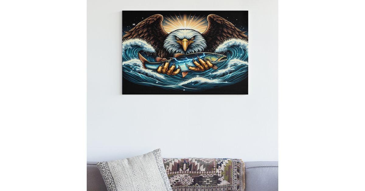 Majestic Eagle Capturing Fresh Fish Poster | Zazzle