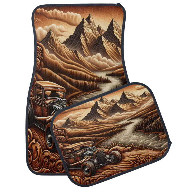 Majestic Leather Textured Hot Rod Car Floor Mat | Zazzle