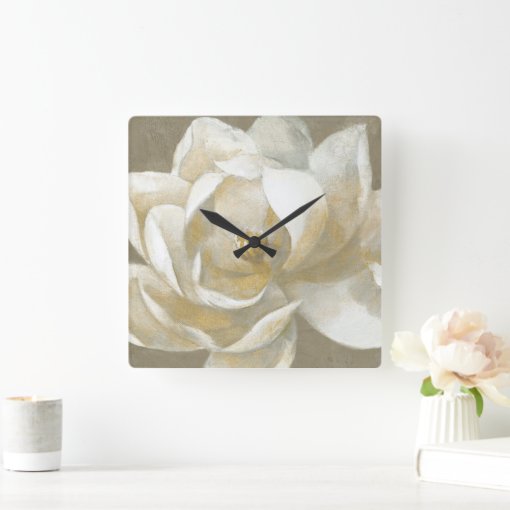 Majestic Magnolia Square Wall Clock | Zazzle