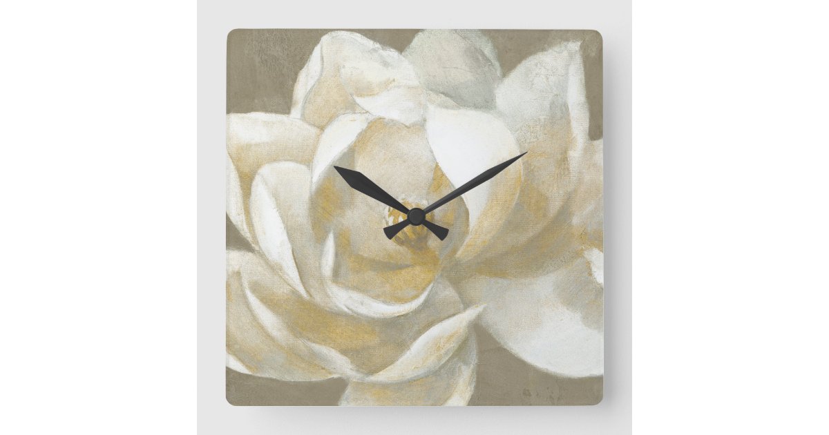 Majestic Magnolia Square Wall Clock | Zazzle