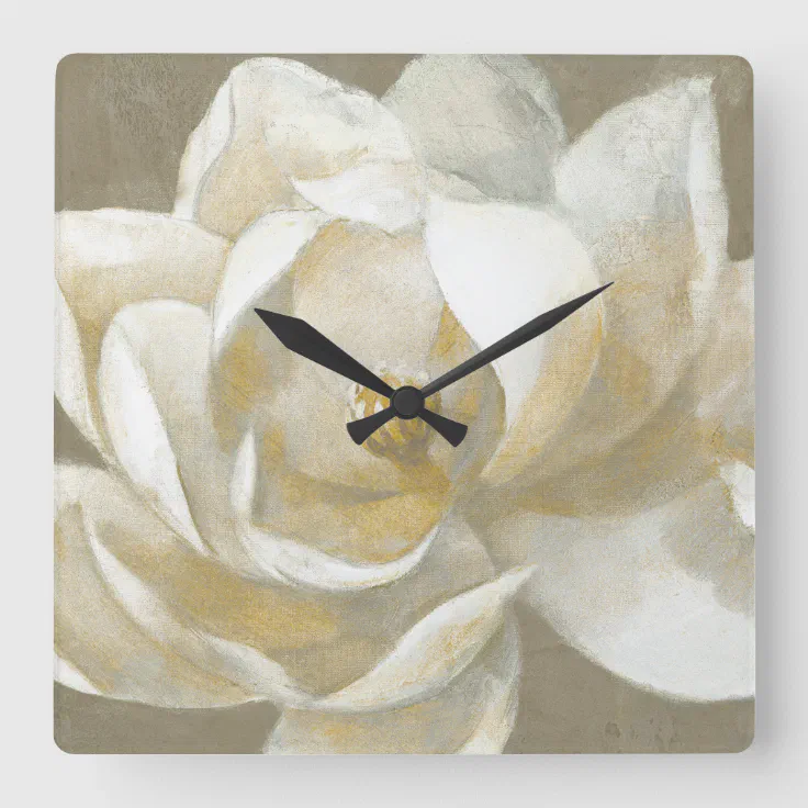 Majestic Magnolia Square Wall Clock | Zazzle