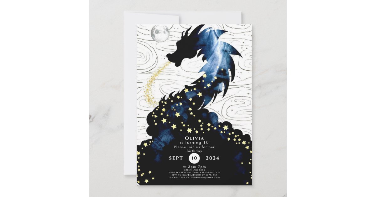 Majestic Mythical Dragon Birthday Invitation | Zazzle
