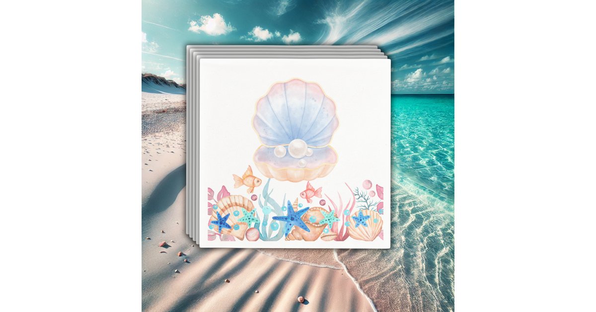 Majestic Pearl Under the Sea Baby Shower Napkins | Zazzle
