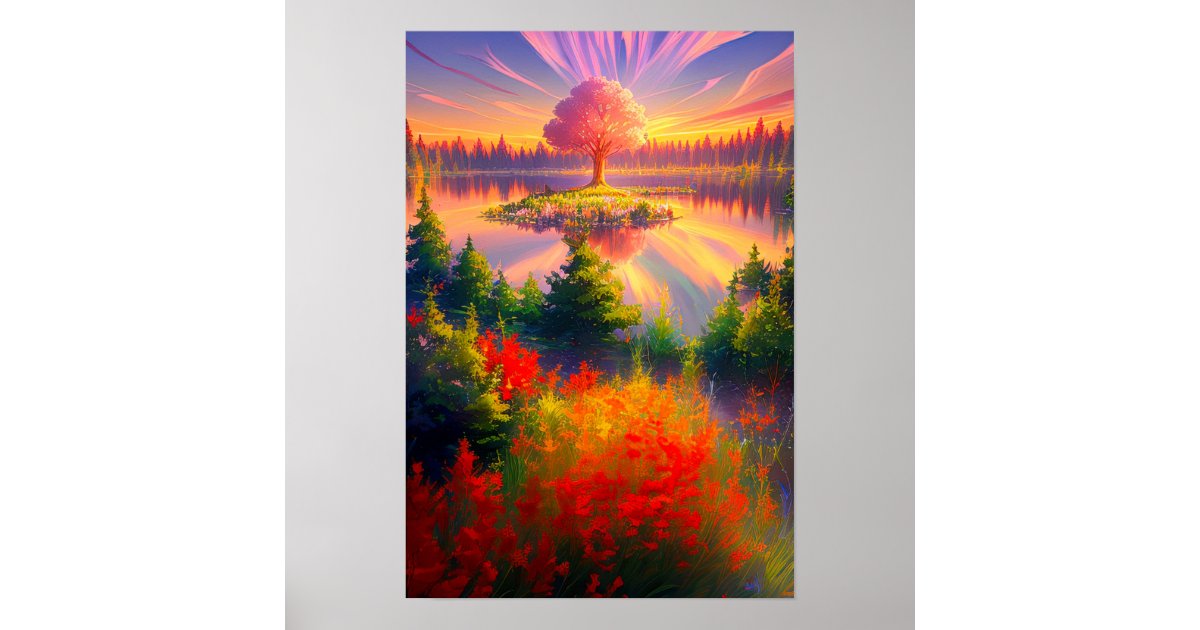 Majestic Sunset, Giant Tree Poster | Zazzle