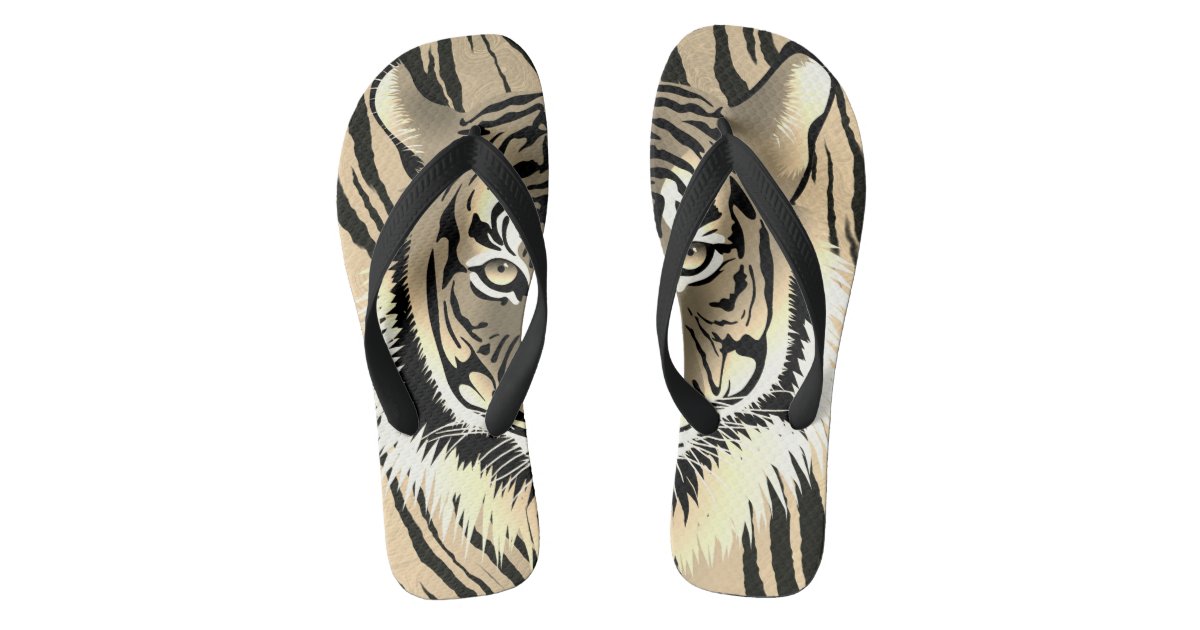 Majestic tiger flip flops | Zazzle