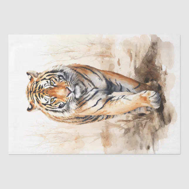 Majestic Tiger Walk Watercolor Illustration Tissue Paper | Zazzle